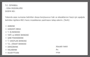 89/1 Haciz İhbarnamesi Talebi [Dilekçe Örneği] - Koç Hukuk & Danışmanlık